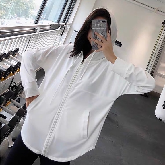 Tops | White Zip Up Hoodie Jacket | Poshmark